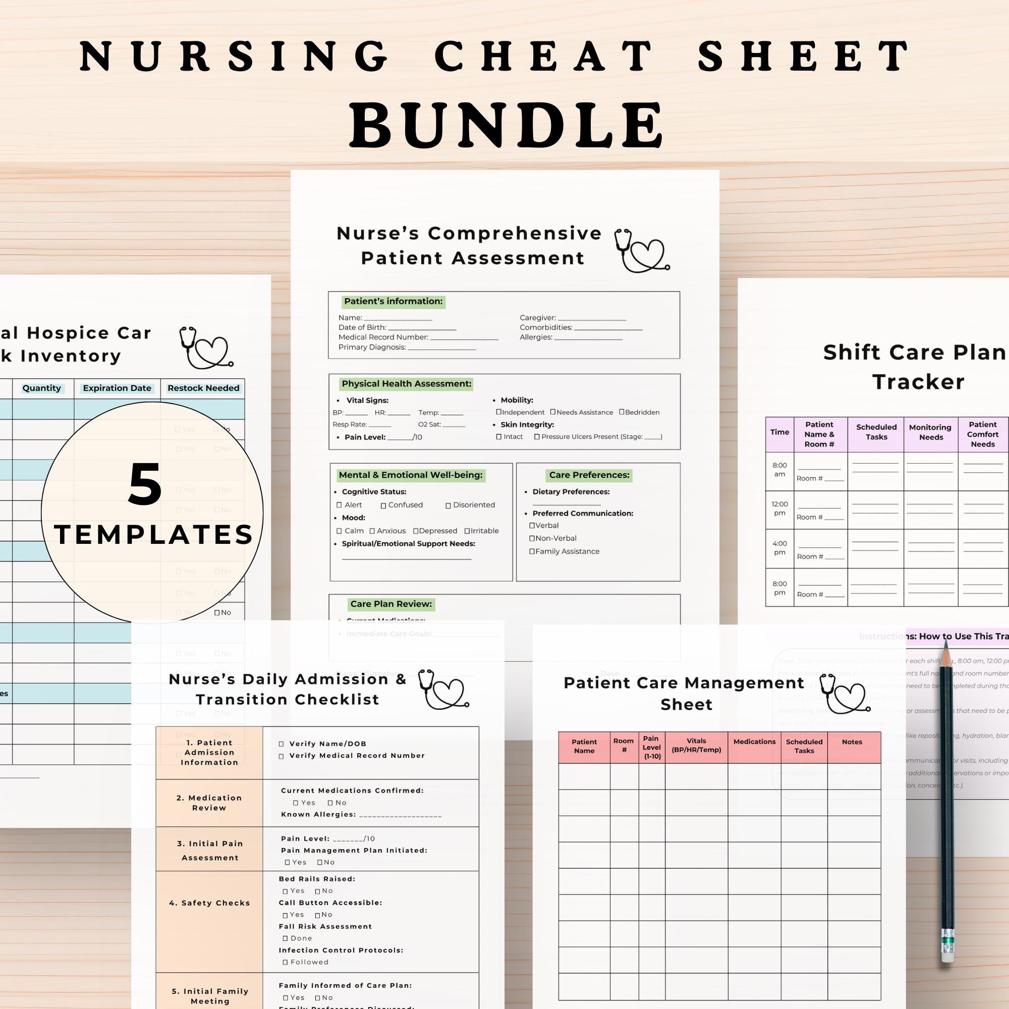 Hospice Nurse Cheat Sheet Bundle, Printable Assessment Form, Nursing ...