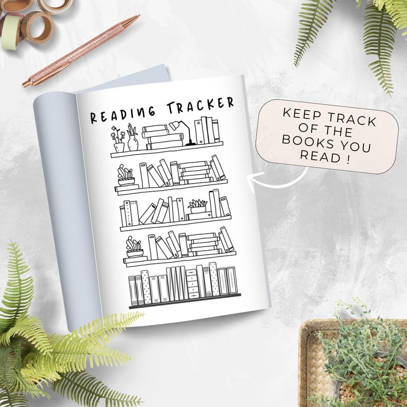 Pre Made Bullet Journal, Printable Book Reading Log, Reading Tracker ...