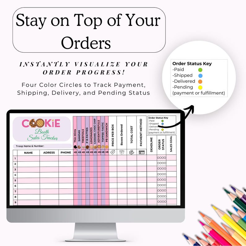 2025 Girl Scout Cookie Booth Sales Tracker - Digital Download - Track ...