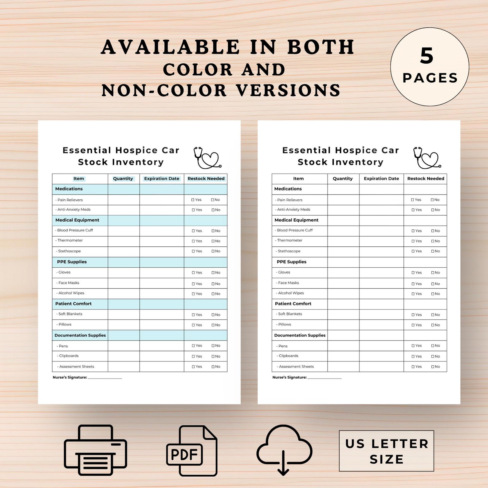 Hospice Nurse Cheat Sheet Bundle: Assessment Forms, Patient Organizer ...