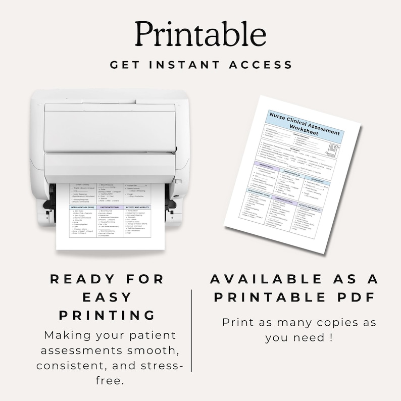 Hospice Nurse Cheat Sheet, Printable Assessment Form, Nurse Checklist, Patient Organizer ...