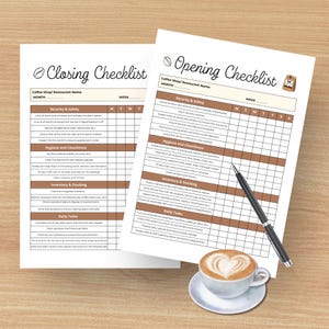 Coffee Shop Opening & Closing Checklist: Editable Restaurant Guide ...