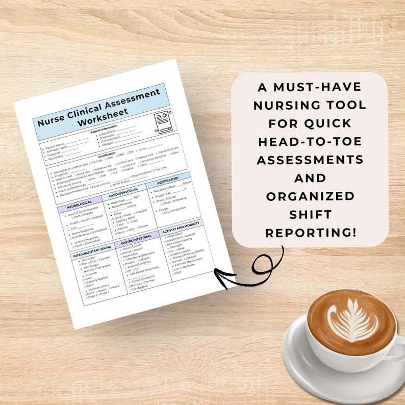 Hospice Nurse Cheat Sheet, Printable Assessment Form, Nurse Checklist ...