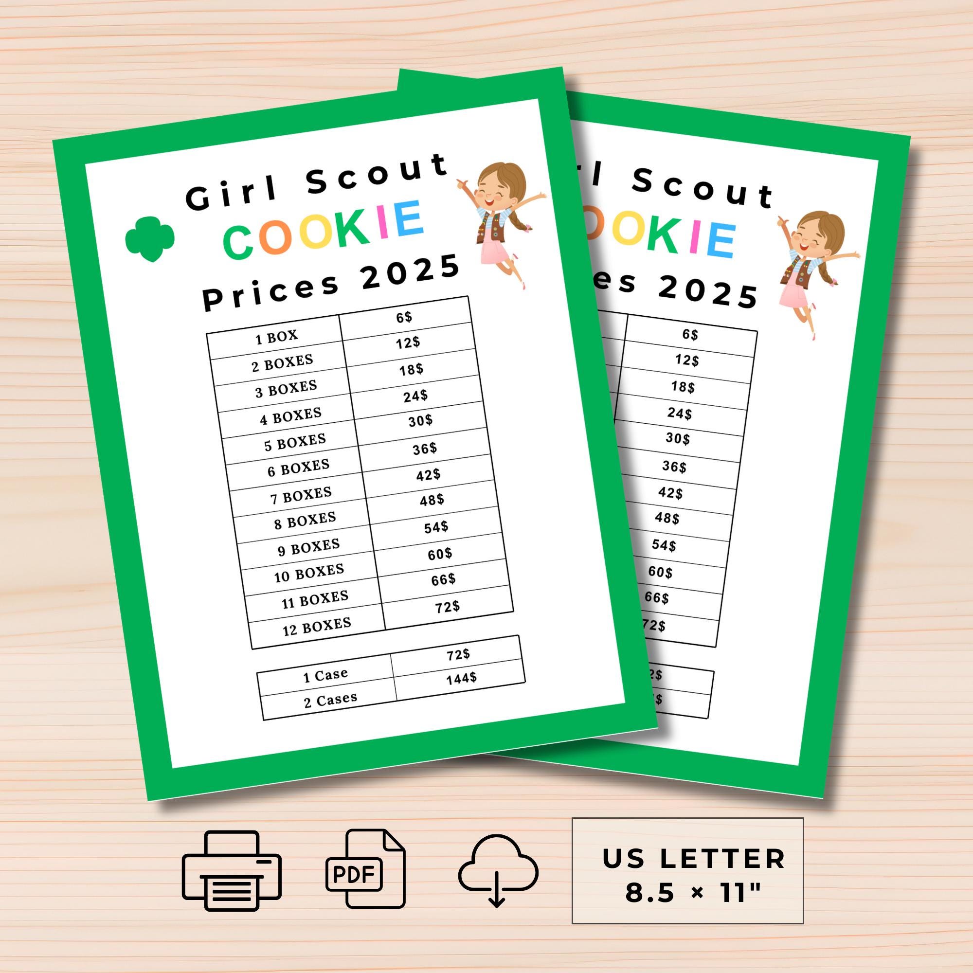 2025 Girl Scout Cookie Sheet, Cookie Order Form, Printable Sales Sheet, Cookie Pricing, Tally ...