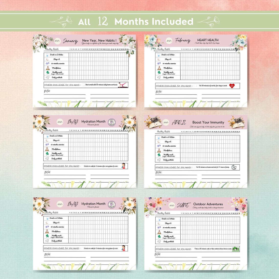2025 Wellness Printable Planner, Wellness Planner, Health Planner, Self ...