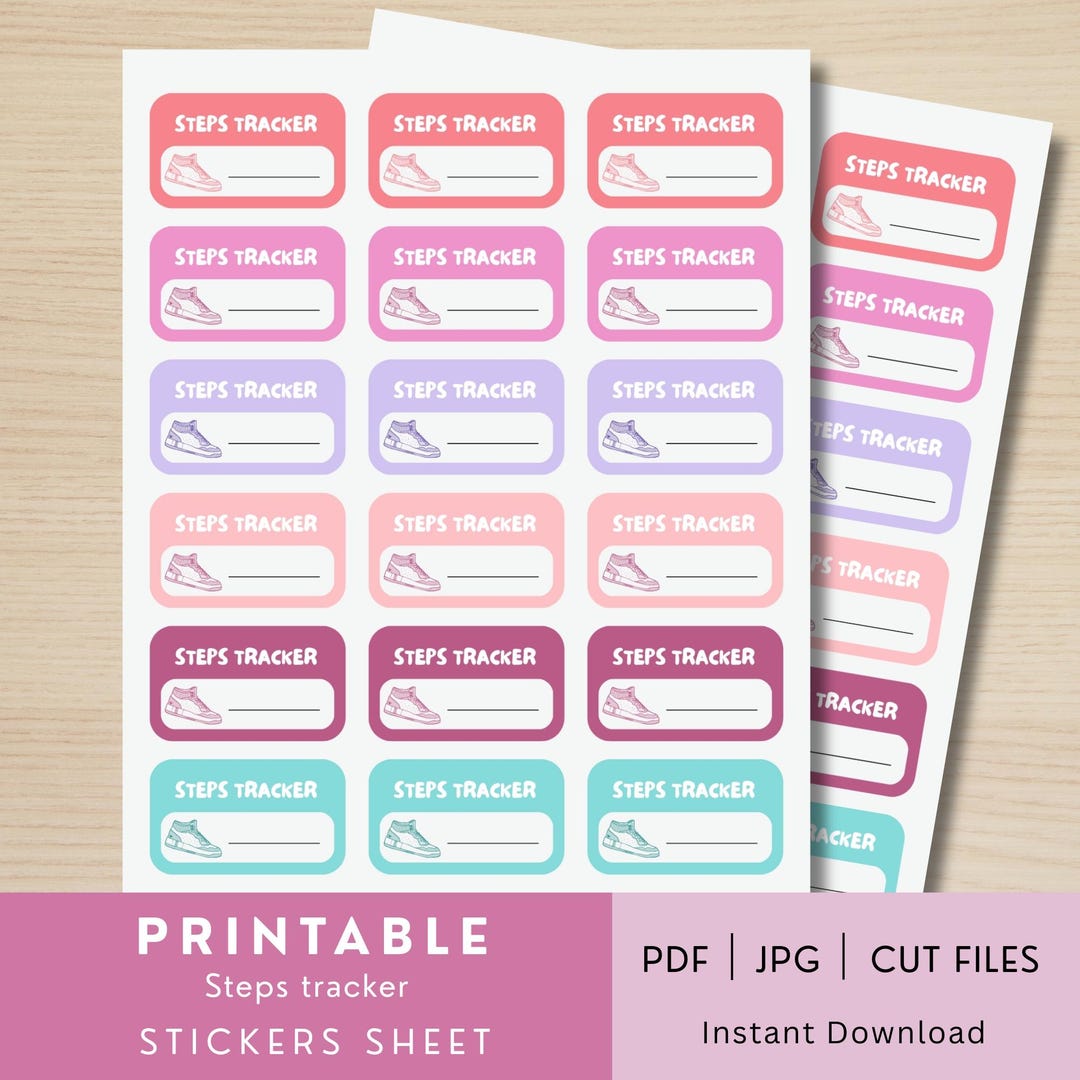 Step Tracker Sticker Printable for Fitness Planners, Digital Stickers ...