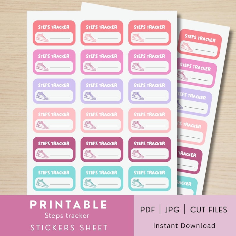 Step Tracker Sticker Printable for Fitness Planners, Digital Stickers ...