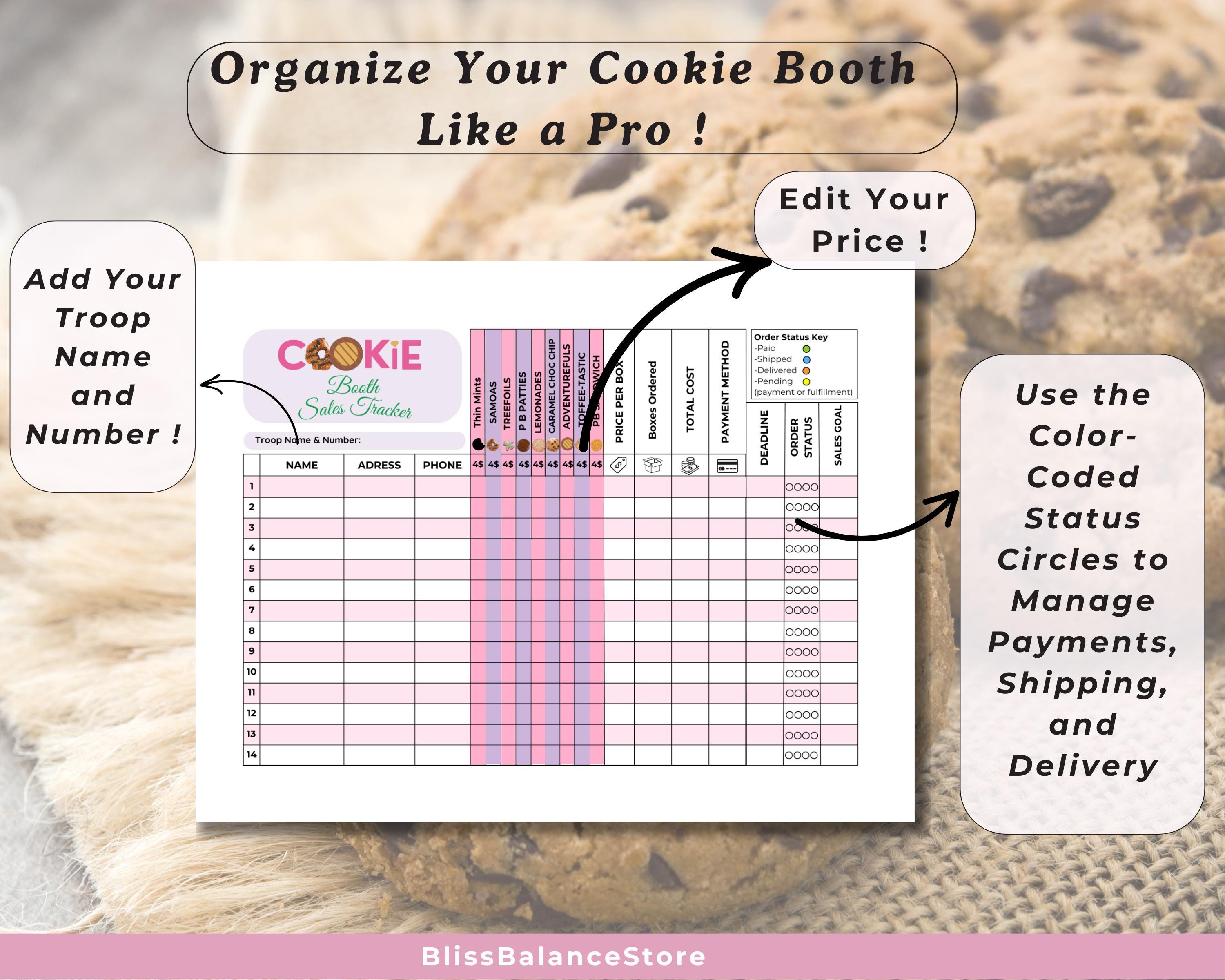 Girl Scout Cookie Booth Sales Tracker: Printable Editable PDF - Etsy