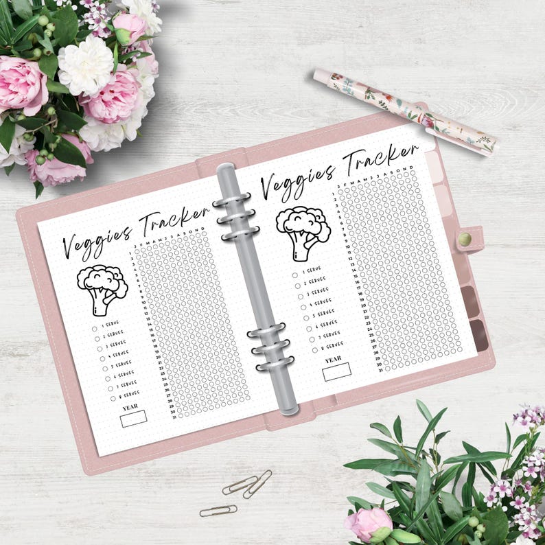 Pre Made Bullet Journal Pages, Printable Veggies Tracker, Digital ...