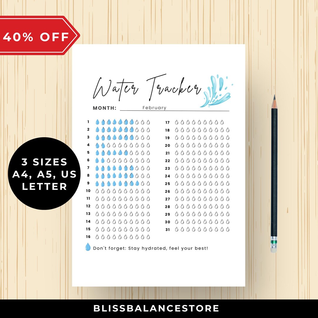 Water Tracker Monthly Printable Hydration Log, Daily Tracker, Planner ...