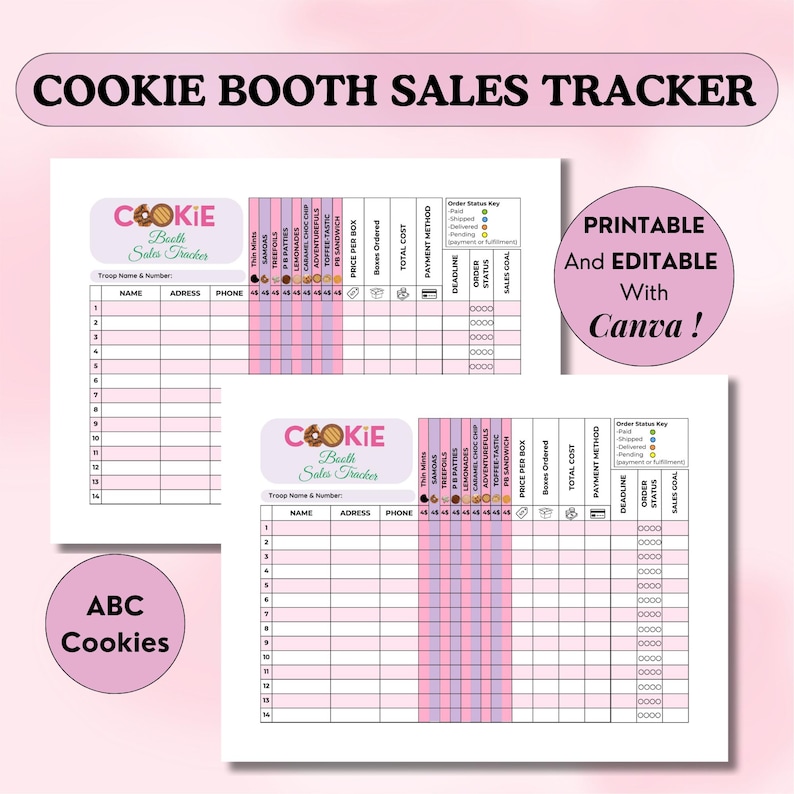 2025 Girl Scout Cookie Booth Sales Tracker - Digital Download - Track ...