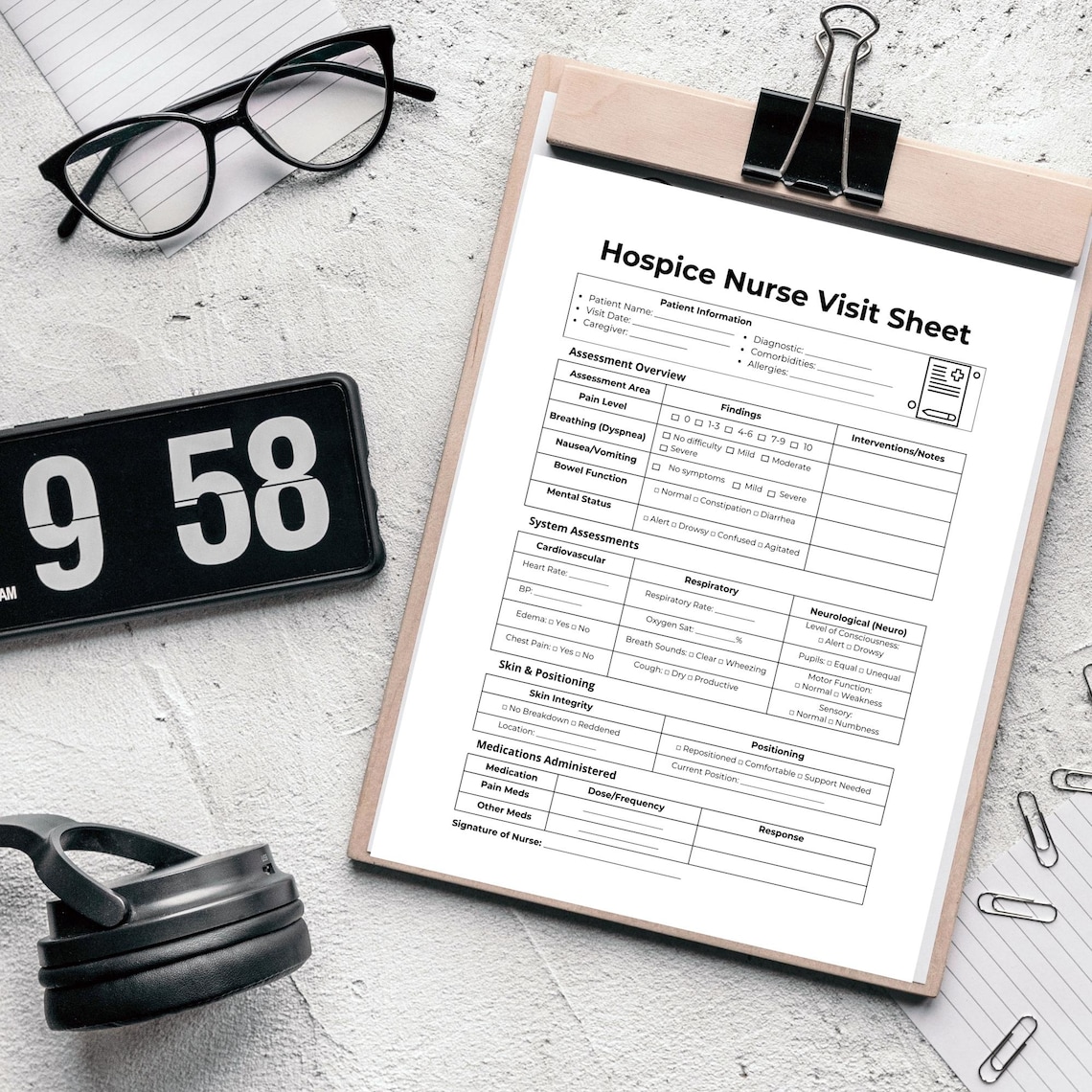 Hospice Nurse Cheat Sheet: Visit Assessment Form (PDF) - Etsy