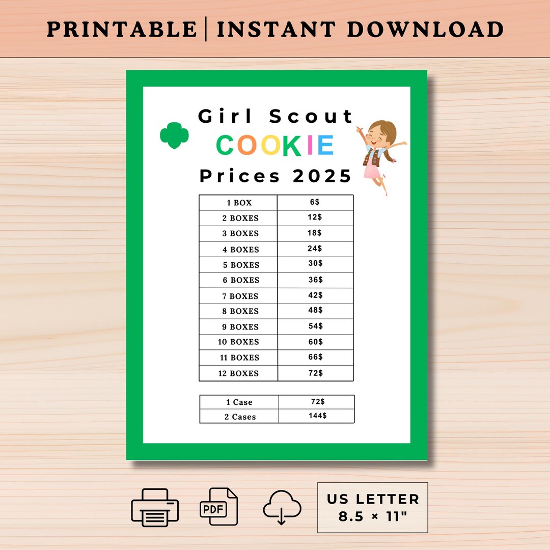 2025 Girl Scout Cookie Sheet, Cookie Order Form, Printable Sales Sheet ...