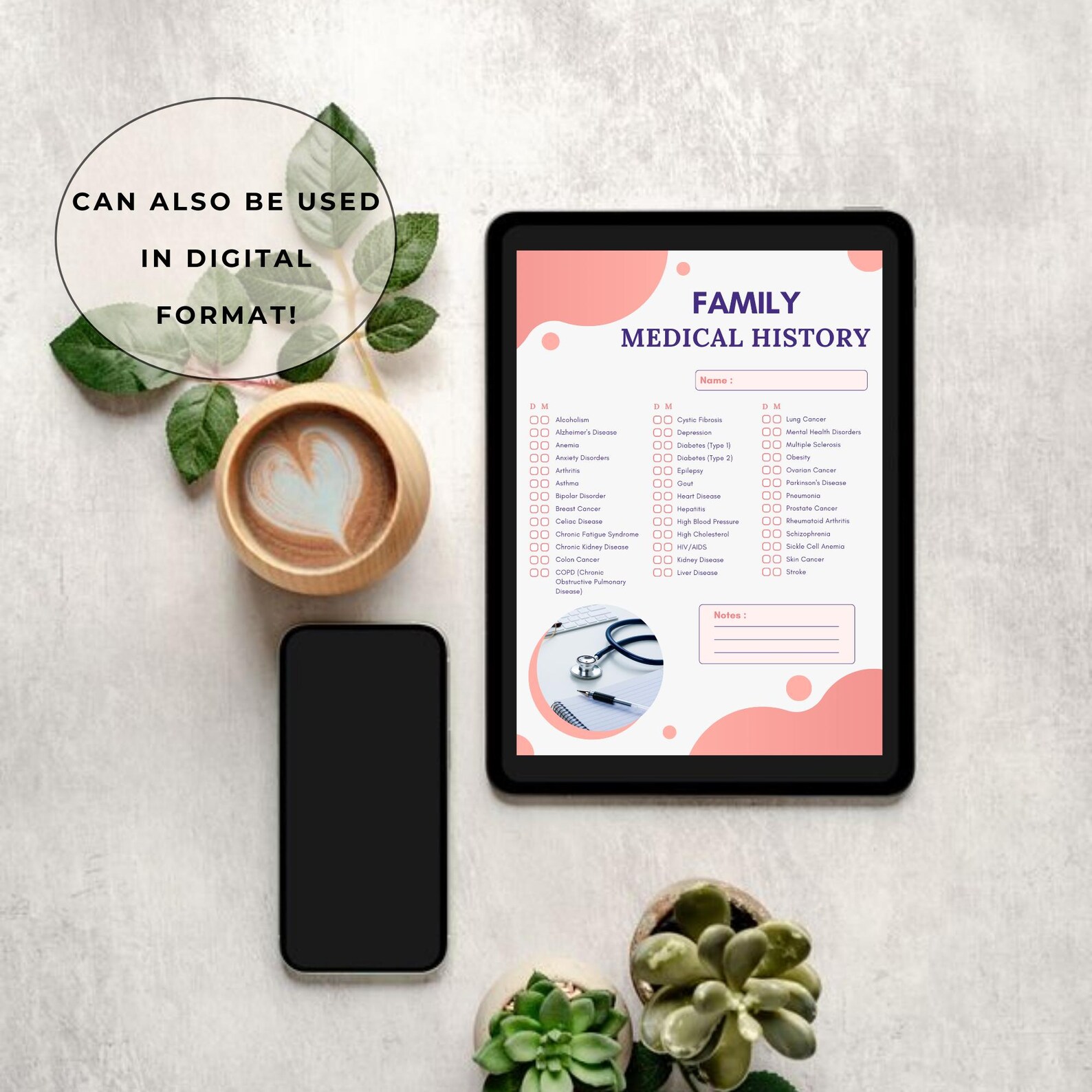 Family Medical History Checklist Printable: A4/US Letter (digital ...