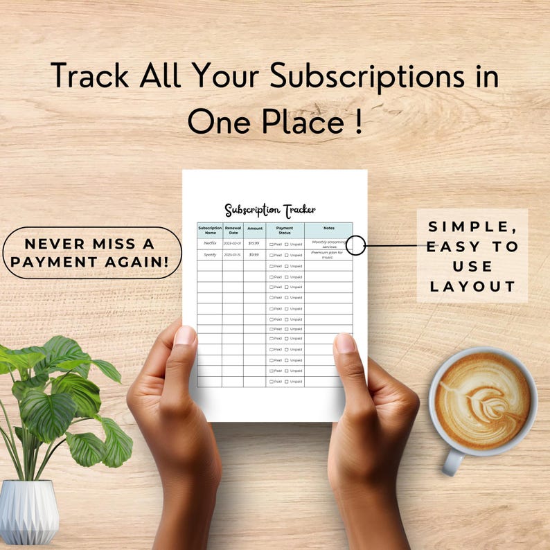 Subscription Tracker Printable | Budget Planner | Bill Tracker ...