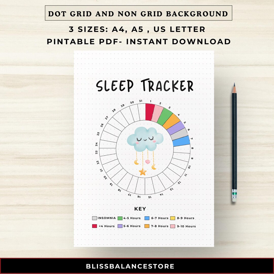 Printable A5 Sleep Tracker, Dot Grid Journal Insert (digital Download ...