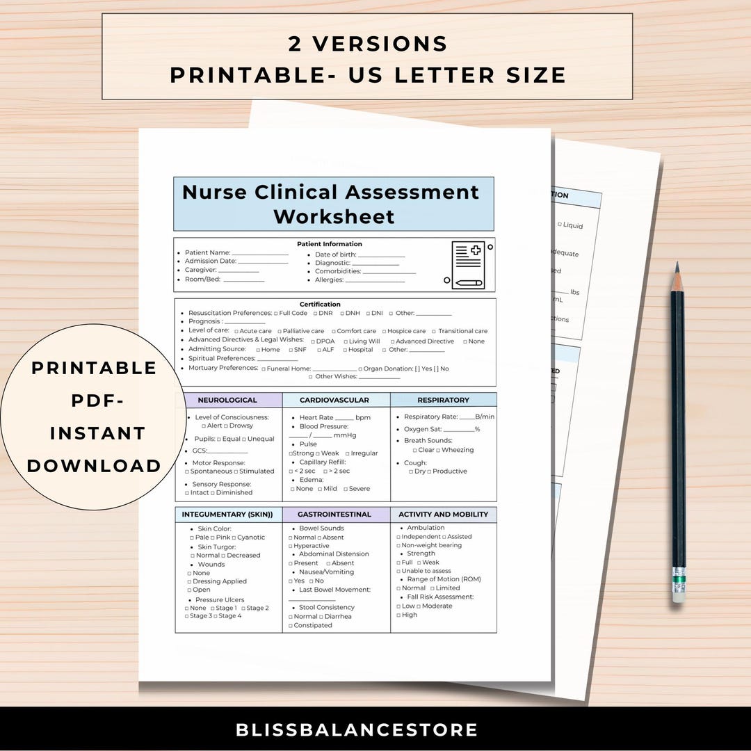 Hospice Nurse Cheat Sheet, Printable Assessment Form, Nurse Checklist ...