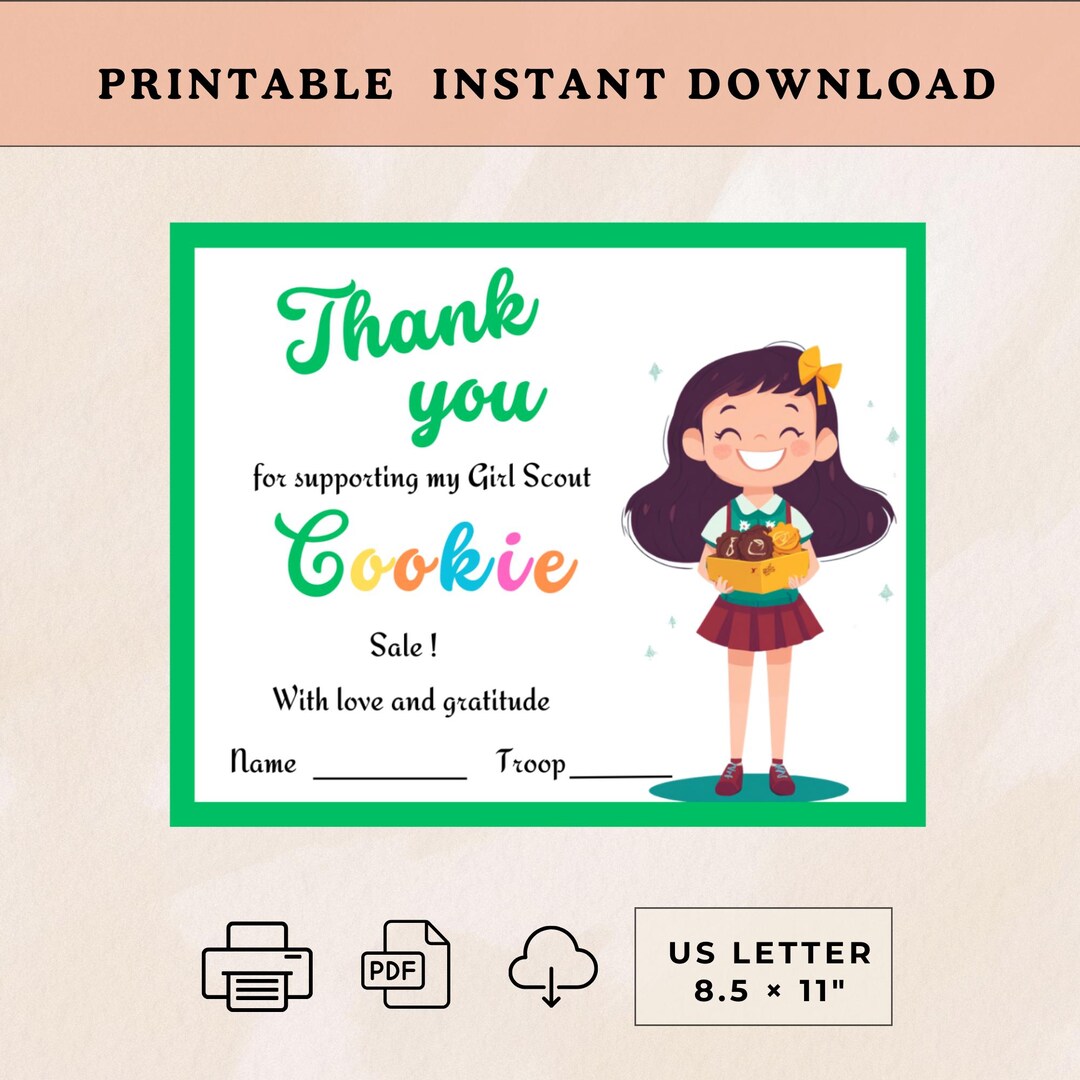 Girl Scouts Thank You for Your Order, Custom Cookie Stickers, Printable ...