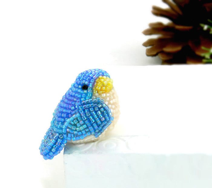 Bluebird Figurine Bluebird of Happiness Miniature Beaded Bird - Etsy