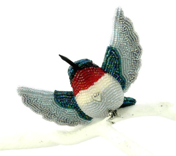 Hummingbird Ornament Beaded Ruby Throated Clip-on Bird Spring - Etsy