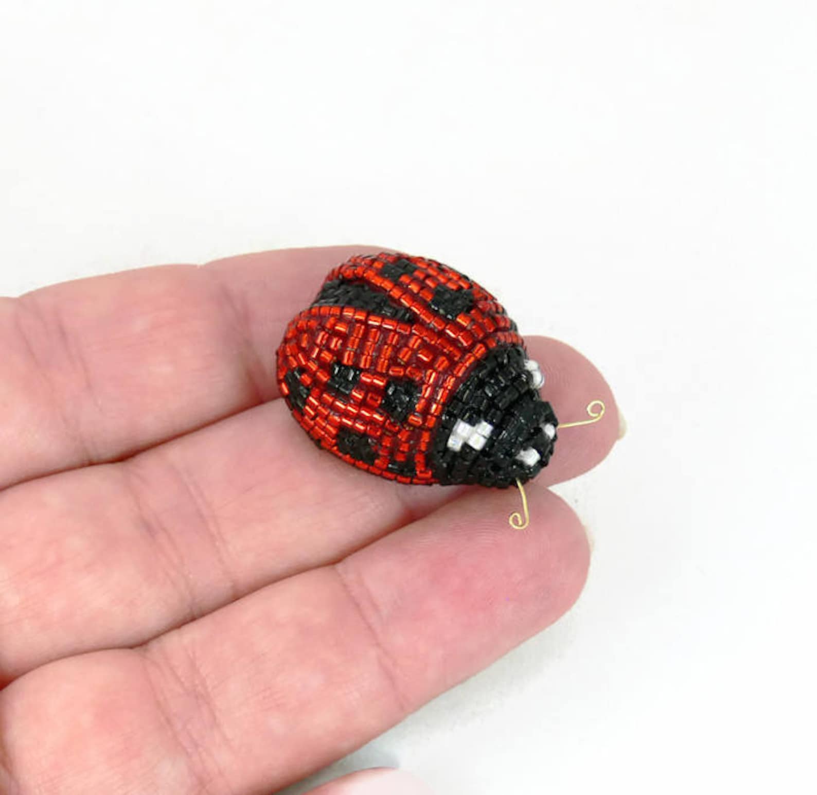 Ladybug Figurine Miniature Beaded Woodland Fantasy Decor | Etsy