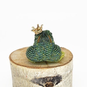 Frog Prince Figurine Miniature Beaded Fairytale Gift Woodland Fantasy ...
