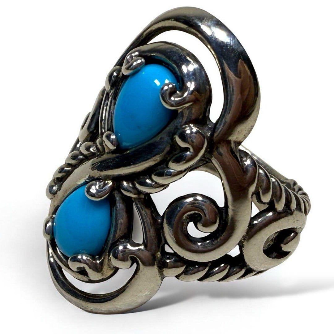 Carolyn Pollack Relios Turquoise Sterling Ring - Etsy