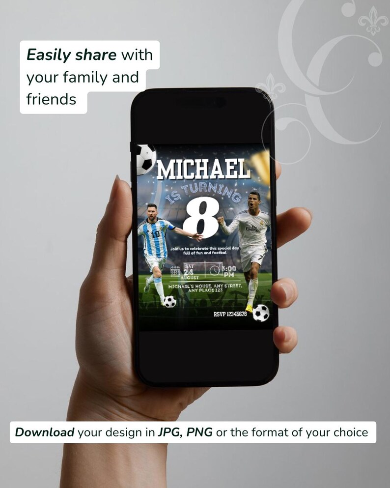 Soccer Birthday Invitation Template: Editable Football Party, Messi ...