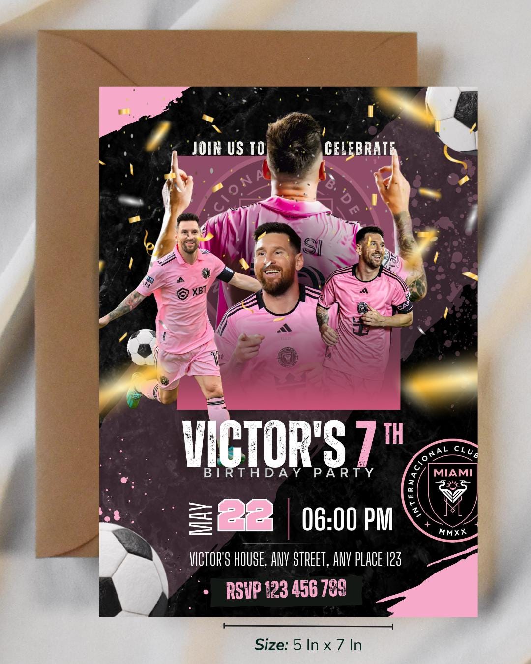 Messi Inter FC Birthday Invitation Template Editable in Canva, Messi ...