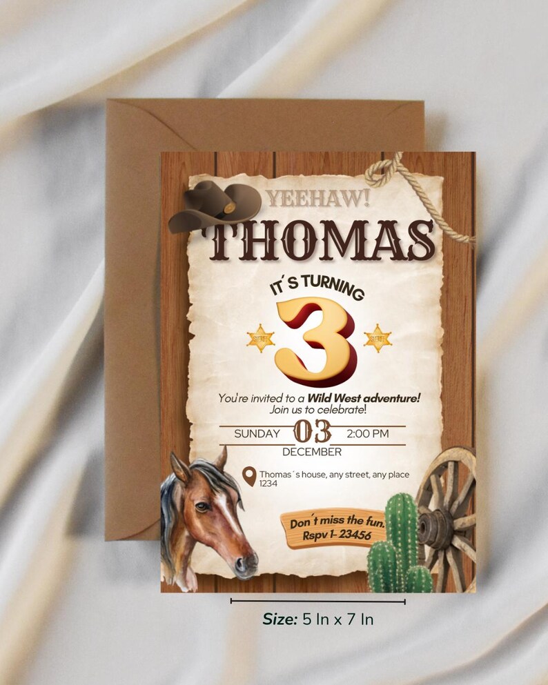 Editable Cowboy Birthday Invitation: Rustic Western Theme (digital or ...