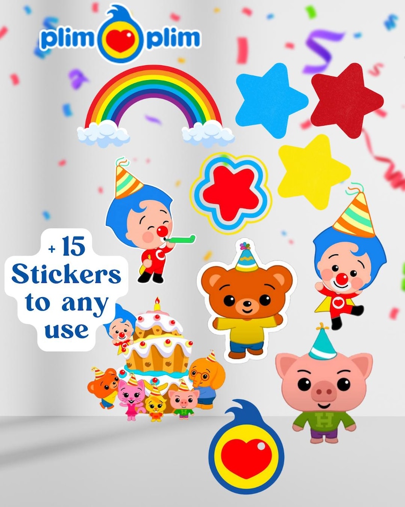 Plim Plim Birthday Party Kit: Editable Invitation, Cake Topper (canva ...