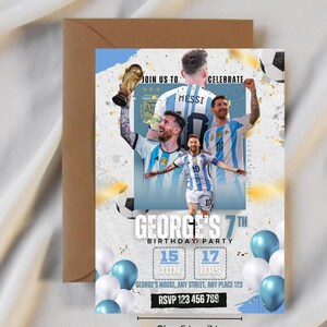 Template Messi Birthday Invitation Editable in Canva, Soccer Birthday ...