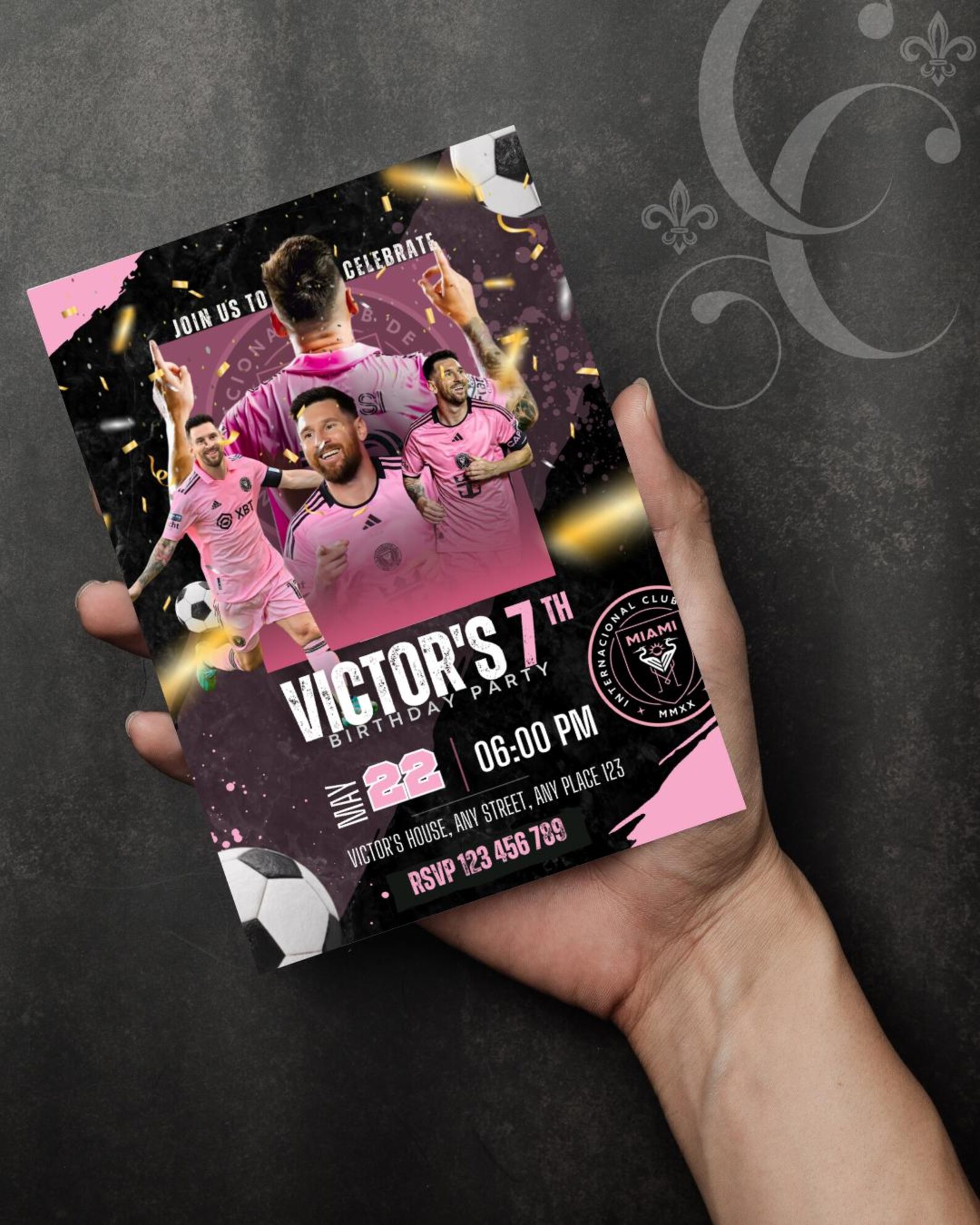 Messi Inter FC Birthday Invitation Template Editable in Canva, Messi ...