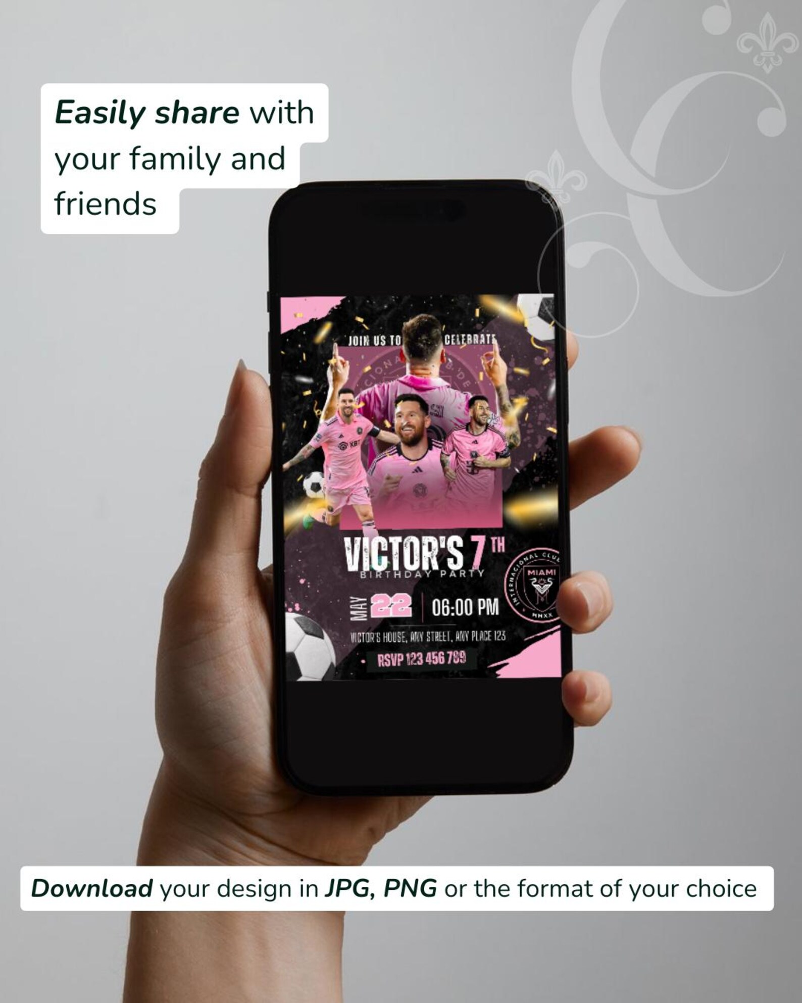 Messi Inter FC Birthday Invitation Template Editable in Canva, Messi ...