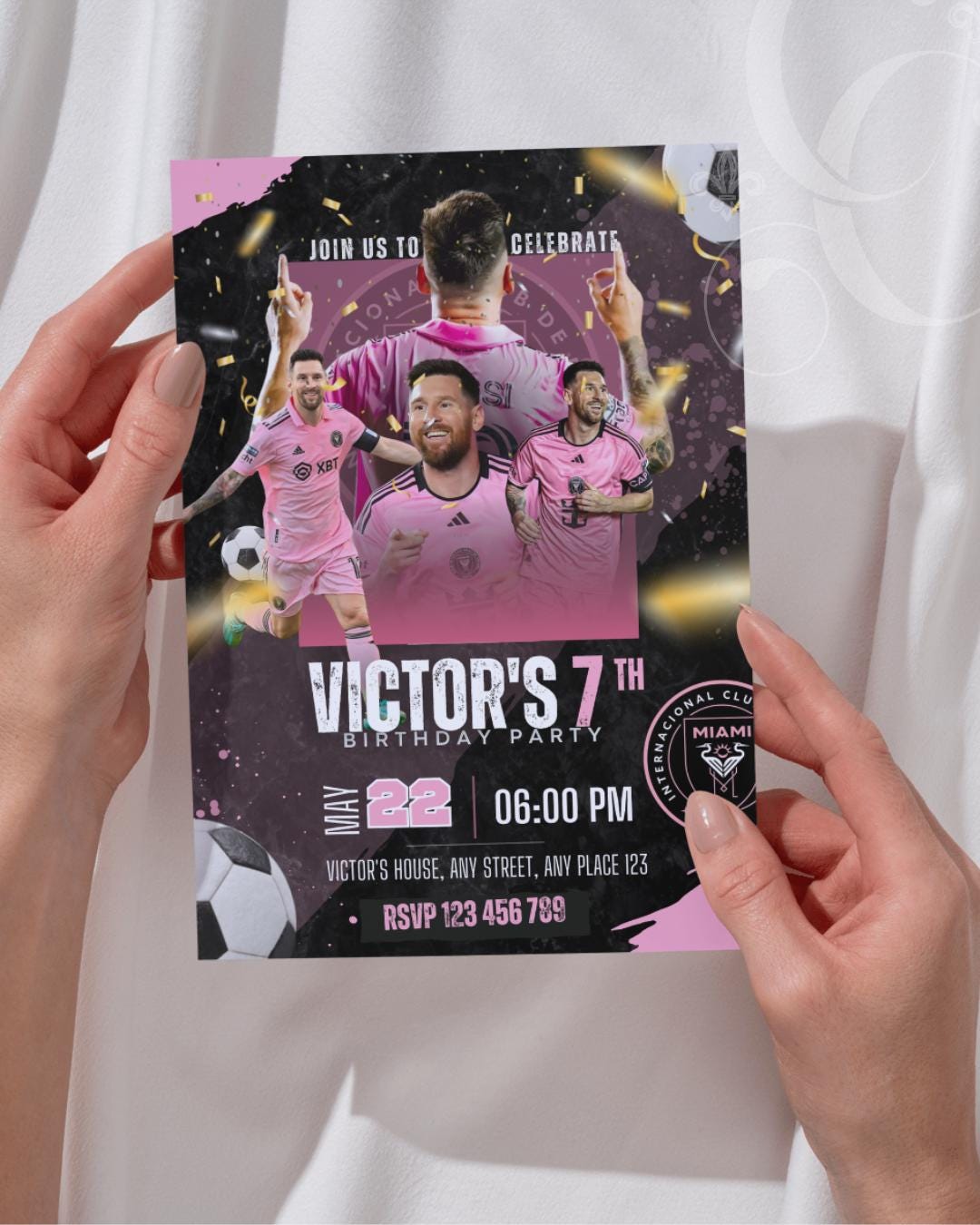 Messi Inter FC Birthday Invitation Template Editable in Canva, Messi ...