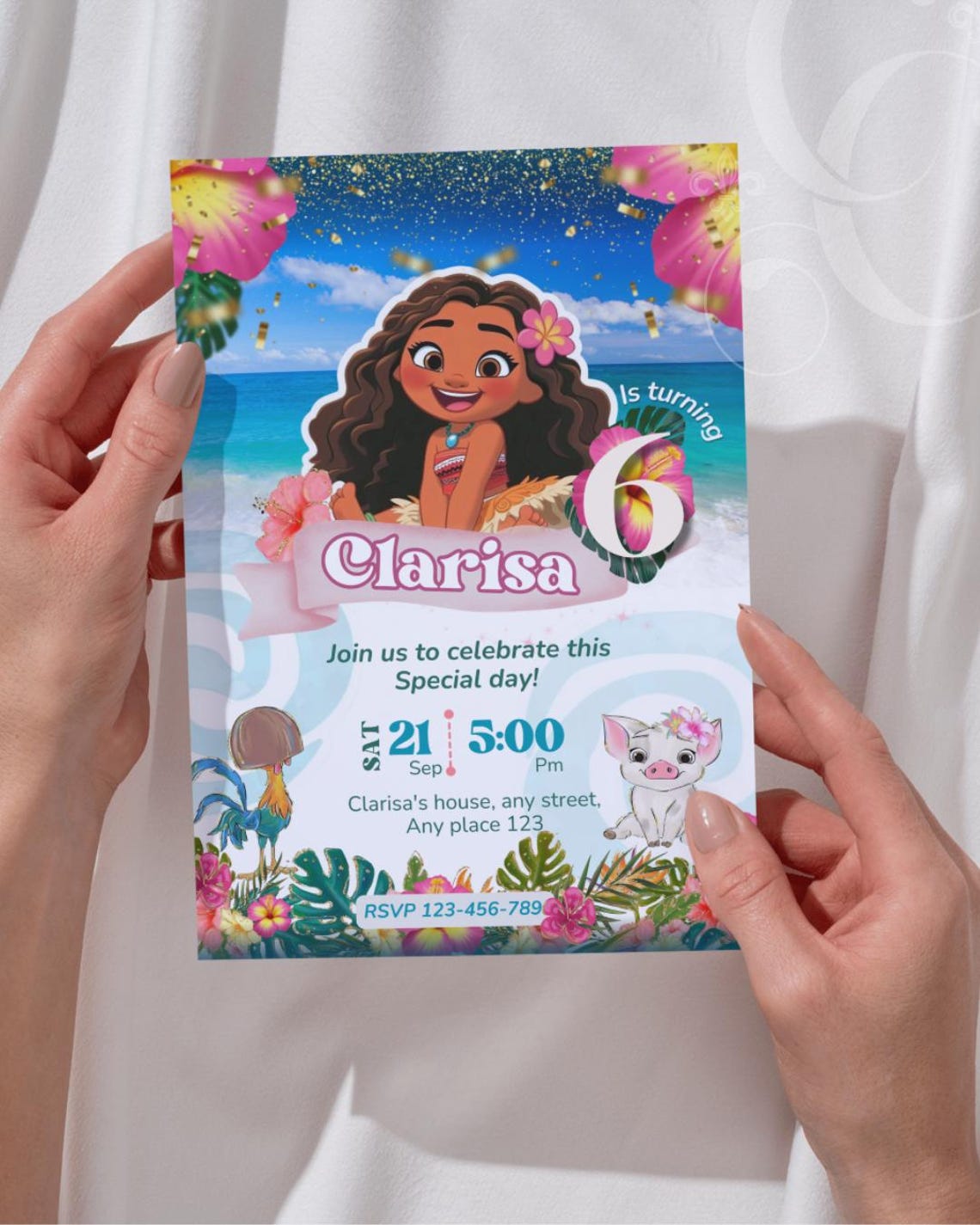 Moana Birthday Invitation Template: Editable Hawaiian Party Theme ...