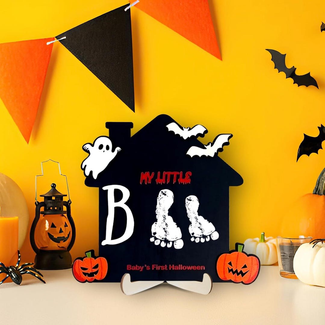 Baby’s 1st Halloween Footprint Handprint Art Sign | Trick or Treat | My ...