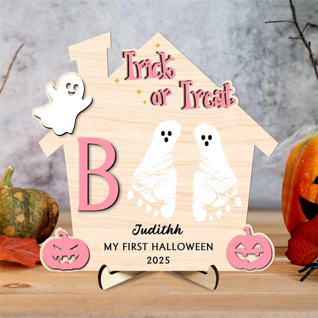 DIY Halloween Footprint Art 2025, Baby's First Halloween, My Little Boo ...