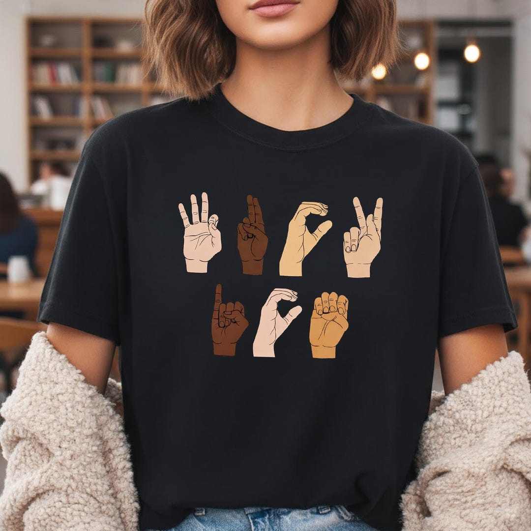 Hidden Message Shirt, Minimalist Hand Symbol Graphic Tee, Abstract Line ...