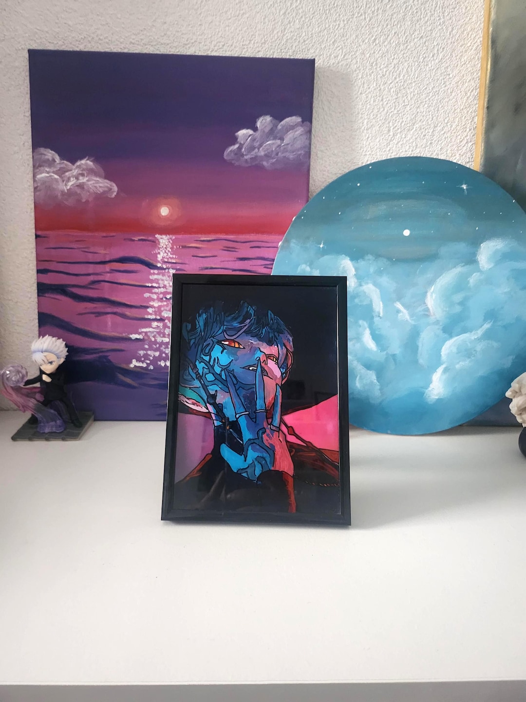 Anime Glass Painting – Handmade Glass Art – Dark Anime Aesthetic ...