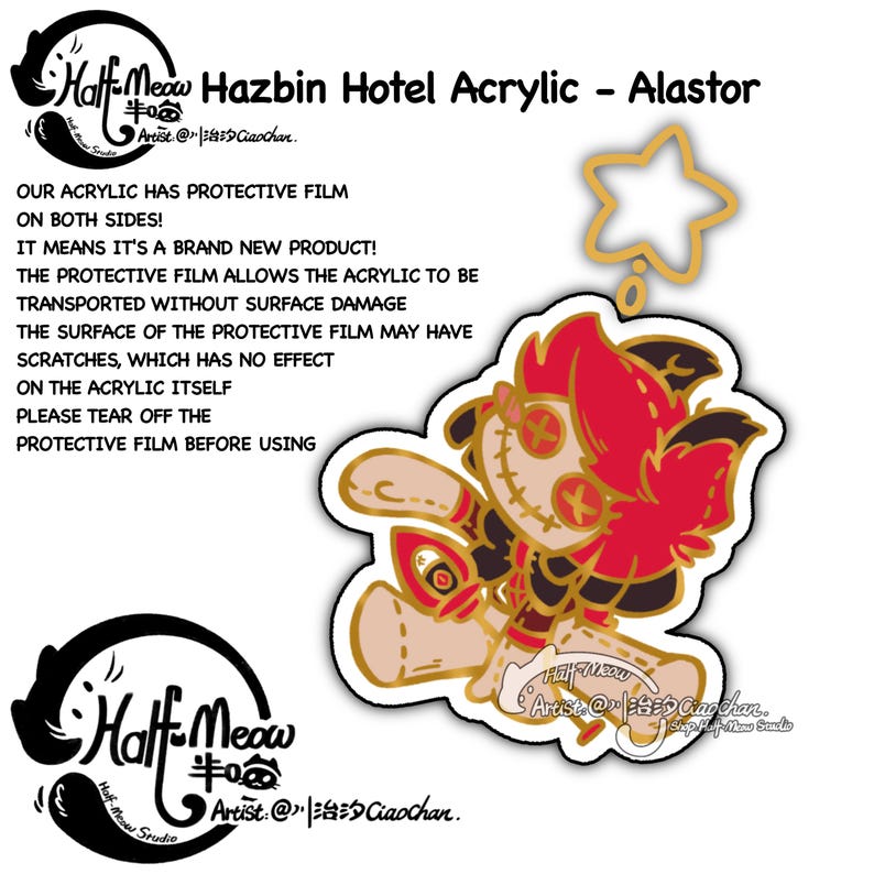Hazbin Hotel Acrylic Chain Collection Alastor Lucifer Angel Husk Demon ...
