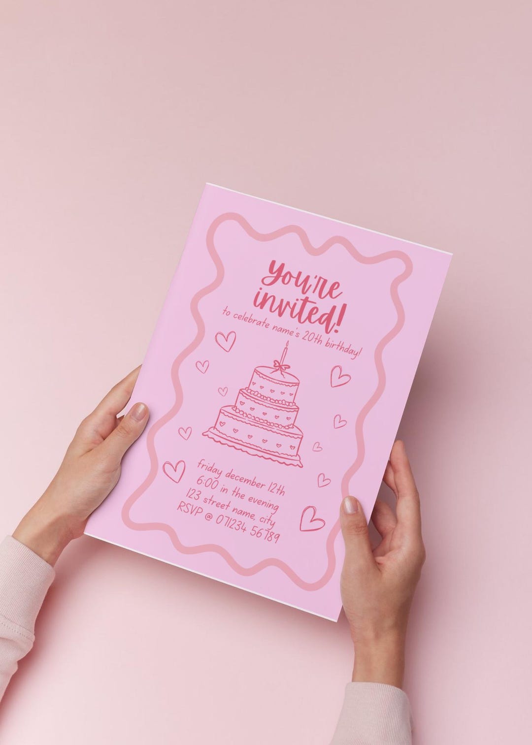 Pink Birthday Invitation Printable | Editable Digital Template ...