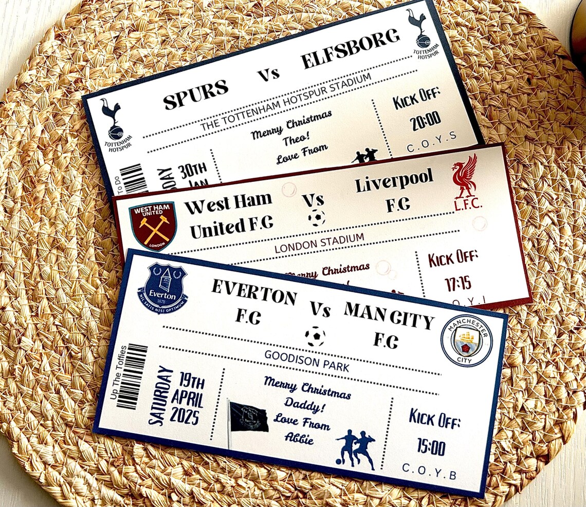 Digital Personalised Football Ticket *ANY TEAM* / Personalised Football ...