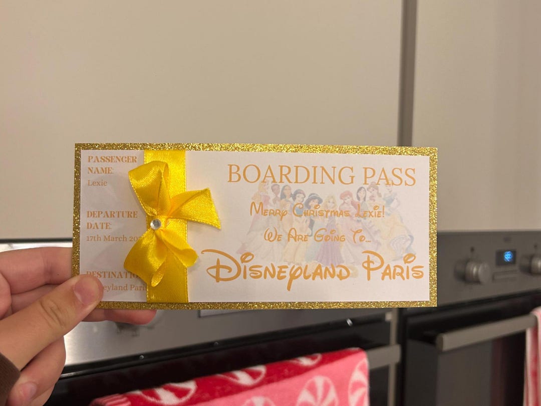 Personalized Glitter Princess Disney Boarding Pass: Holiday Reveal ...