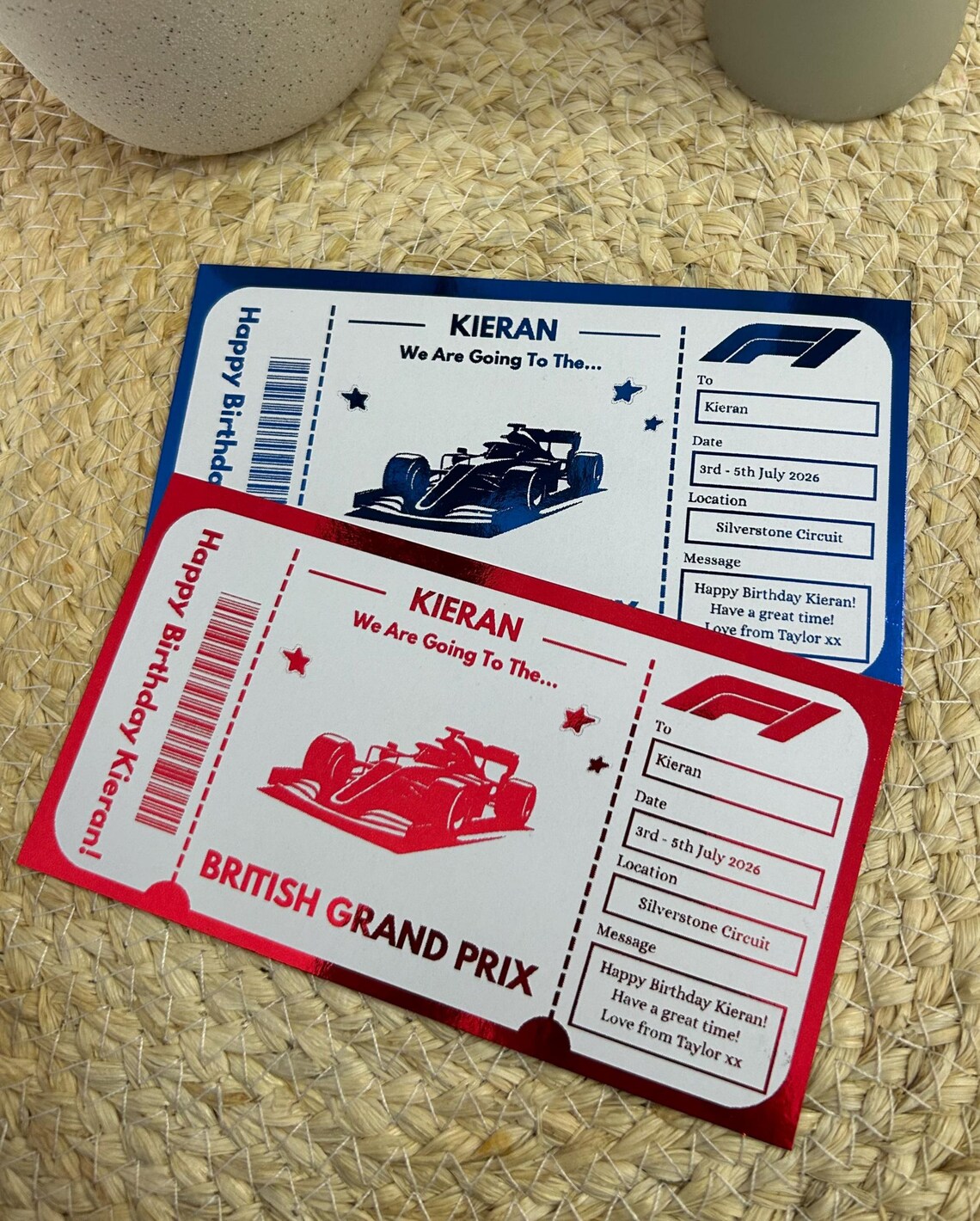 Foiled Formula 1 Ticket: Personalised Surprise Gift - Etsy UK