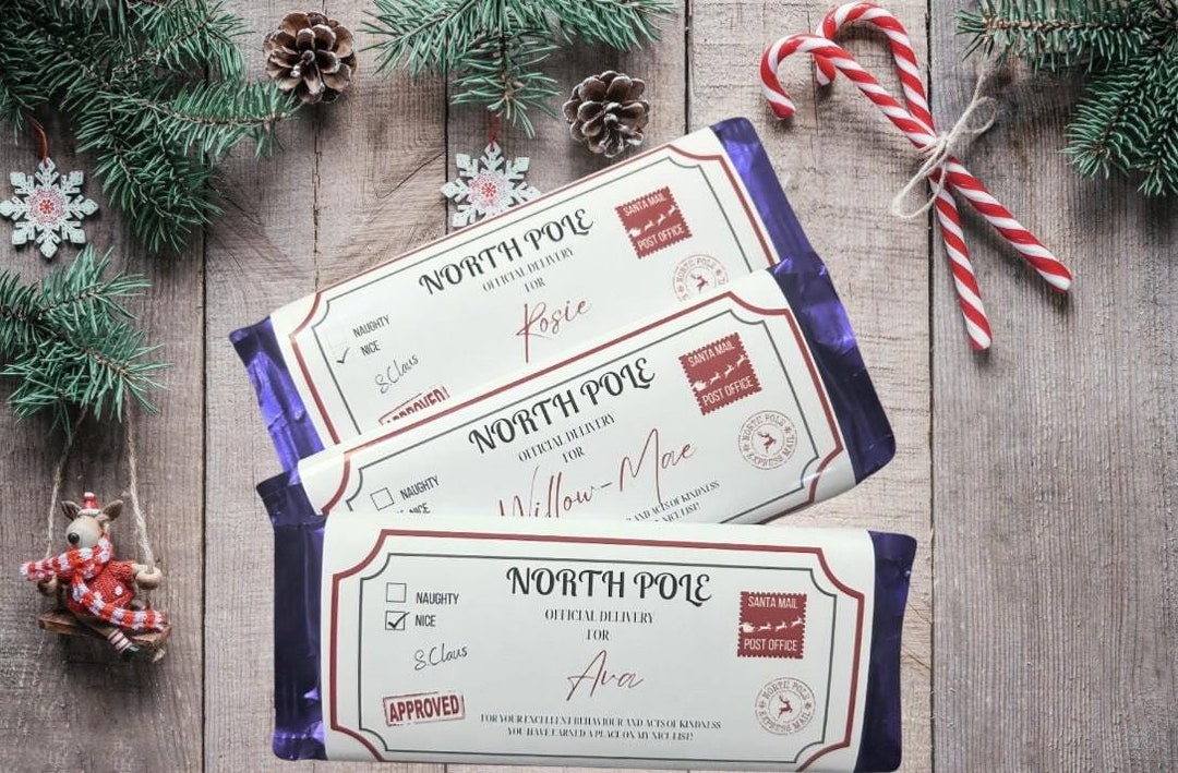 Personalised North Pole Chocolate Bar Wrapper DIY. Santa's Nice List ...