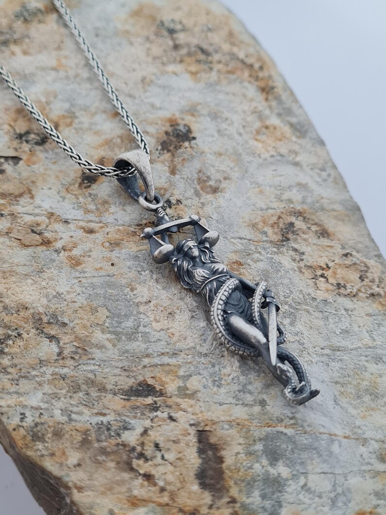 Handcrafted Sterling Silver Lady Justice Necklace: Oxidized Vintage ...