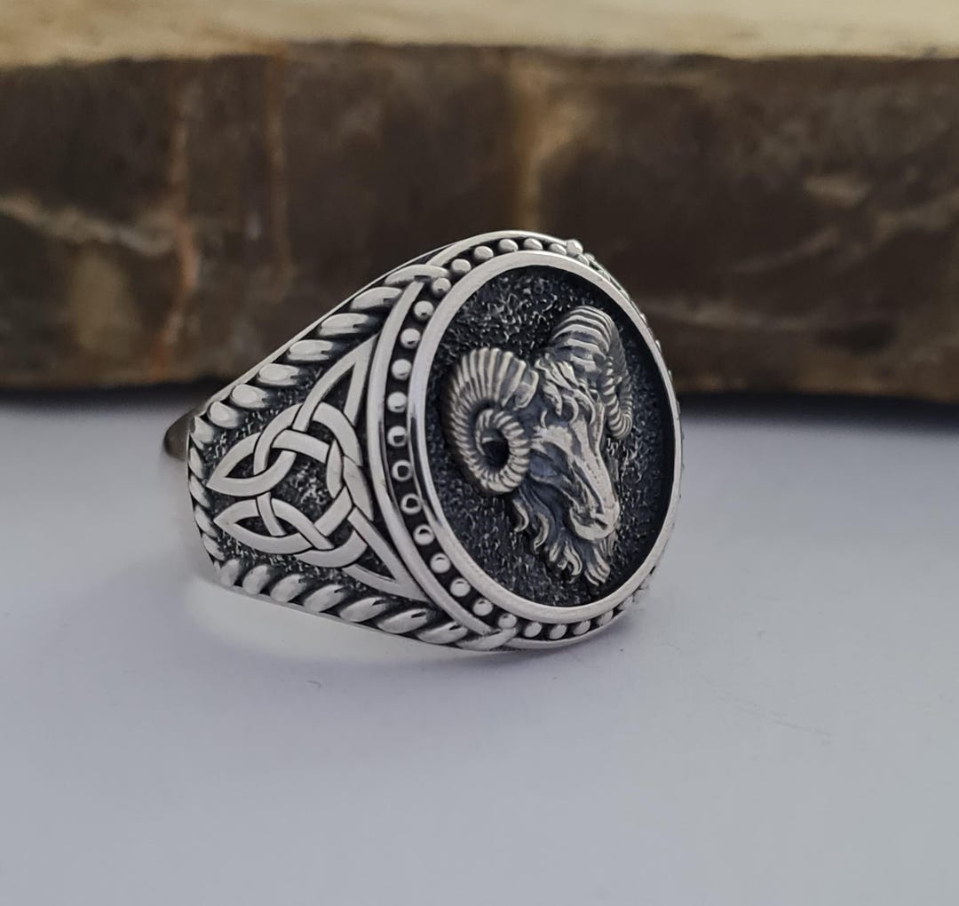 Handmade Sterling Silver Ram Head Ring: Unisex Vintage Boho Style - Etsy