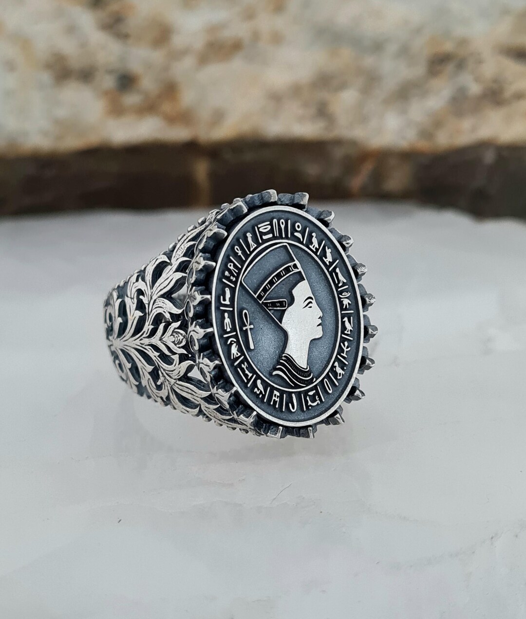 Handmade Sterling Silver Egyptian Nefertiti Hieroglyph Ring – Ancient ...