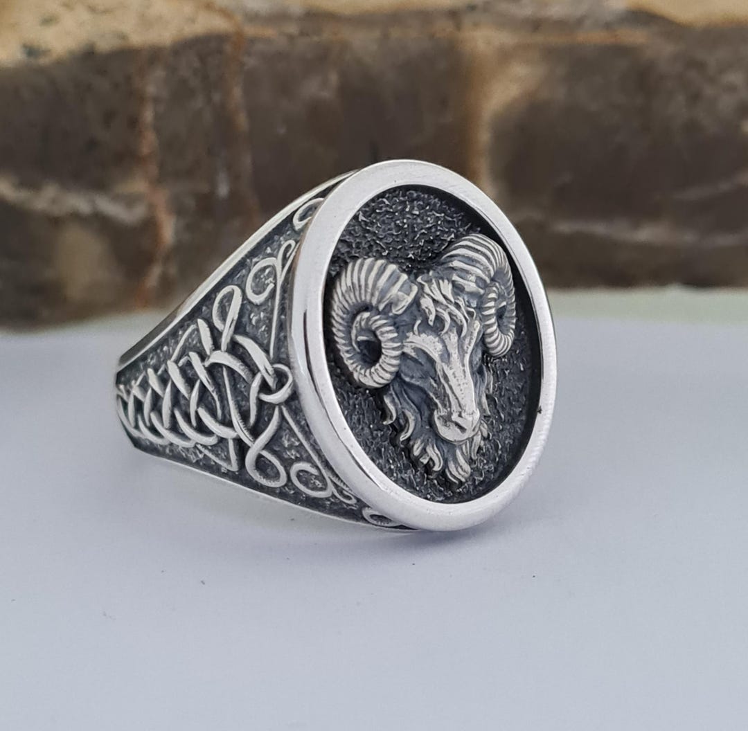 Handmade Sterling Silver Ram Head Ring: Unisex Boho Vintage Style - Etsy